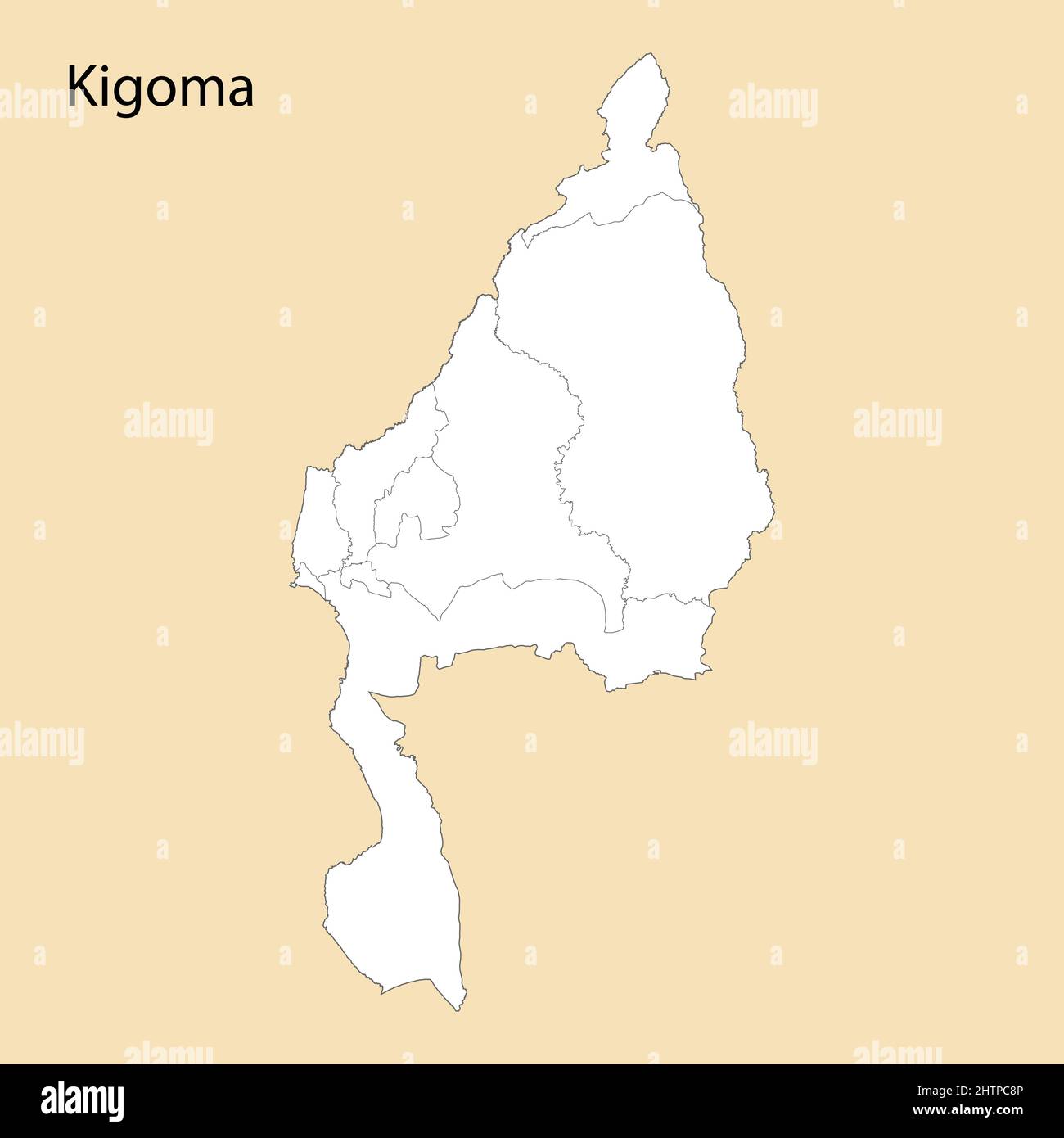 High Quality map of Kigoma is a region of Tanzania, with borders of the ...