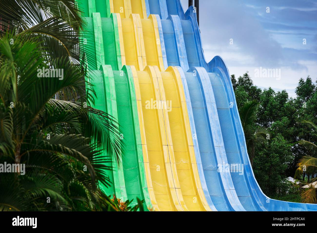 Blue waterslide in waterpark hi-res stock photography and images - Alamy