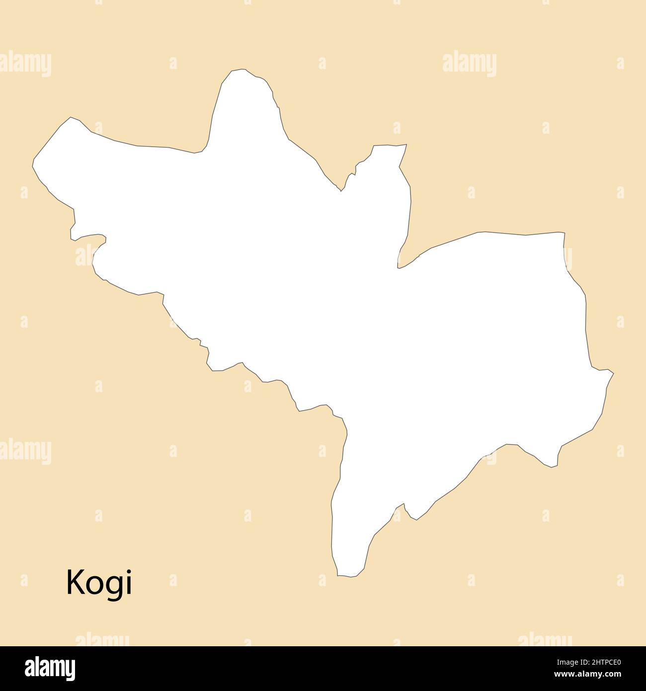 High Quality map of Kogi is a region of Nigeria, with borders of the ...