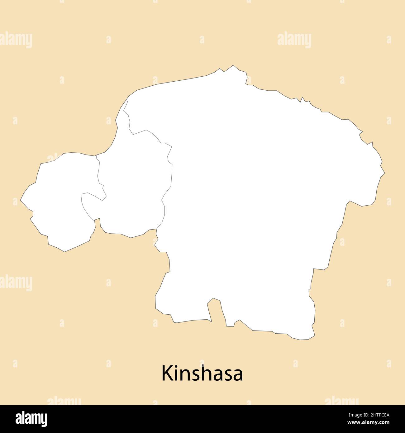High Quality map of Kinshasa is a region of DR Congo, with borders of ...