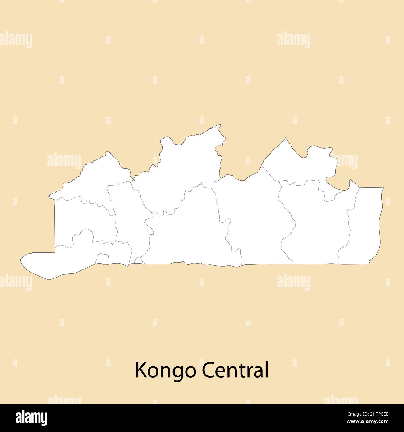 High Quality map of Kongo Central is a region of DR Congo, with borders ...
