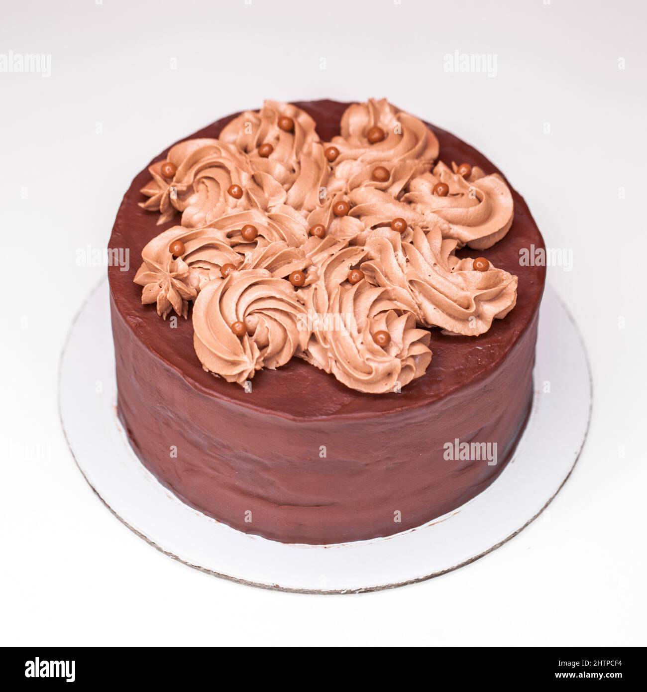 Homemade chocolate cake - top view Stock Photo - Alamy