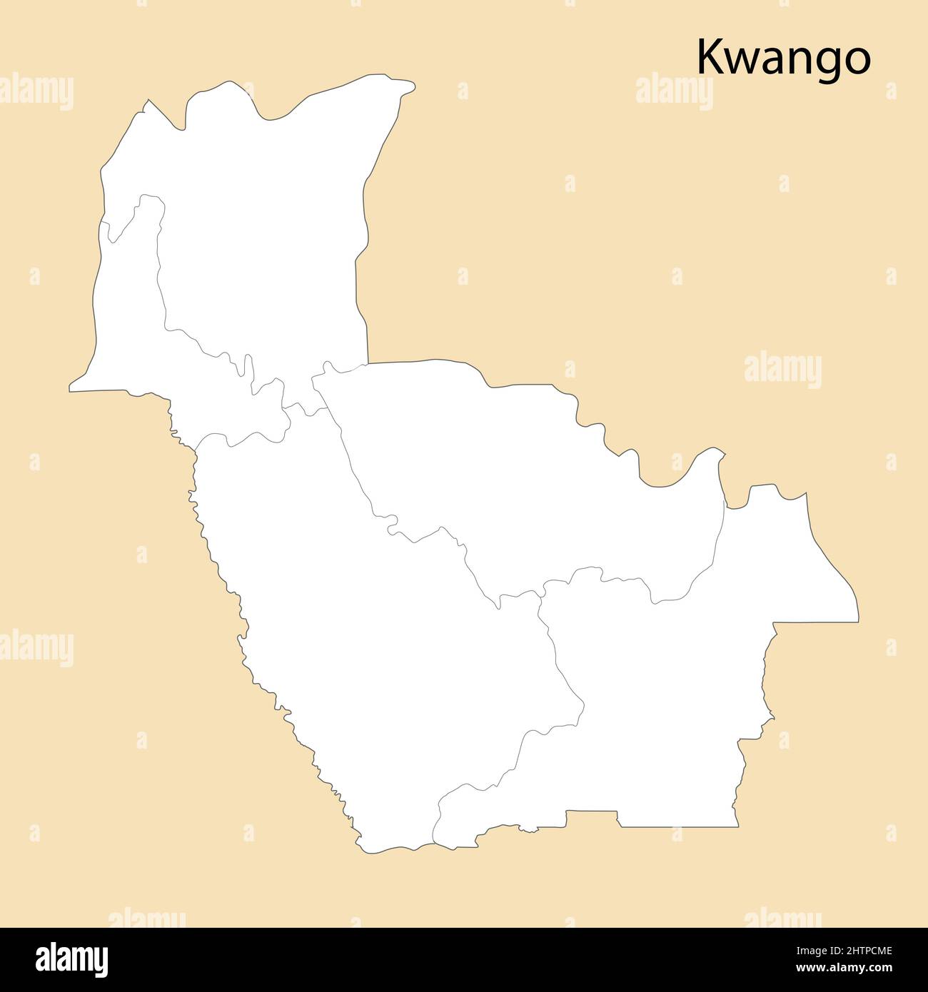 High Quality map of Kwango is a region of DR Congo, with borders of the ...