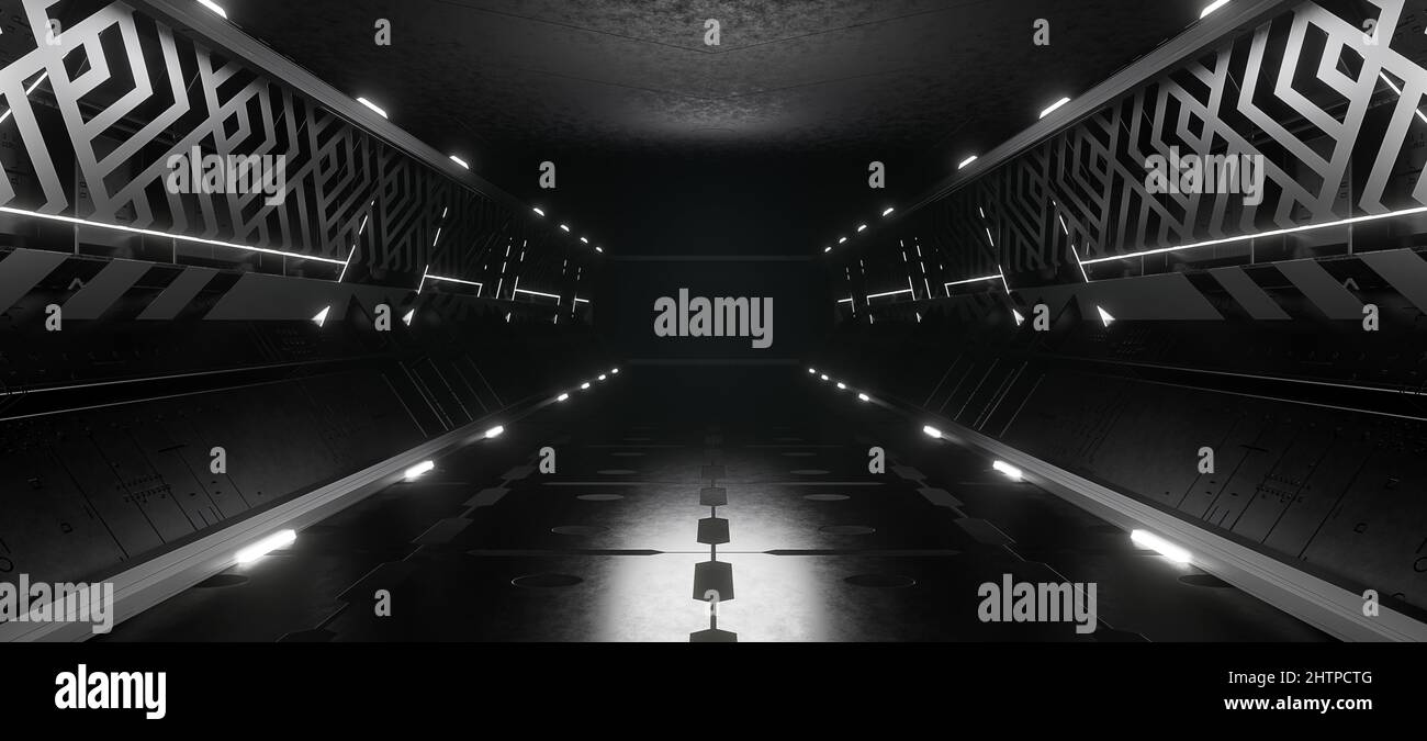 Digital Technology Hall Or Corridor Awesome Neon Glowing with Black ...