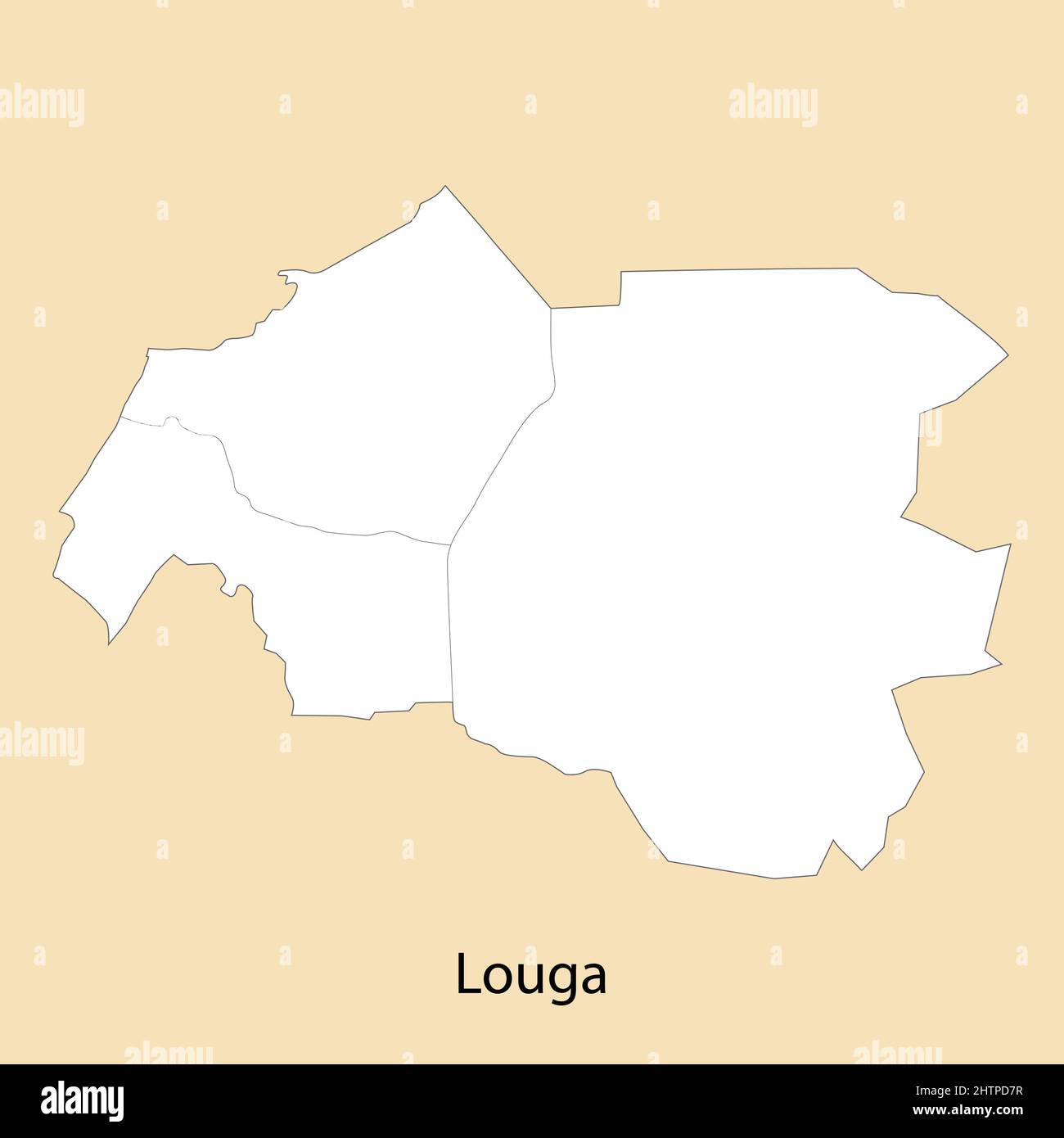 High Quality map of Louga is a region of Senegal, with borders of the ...