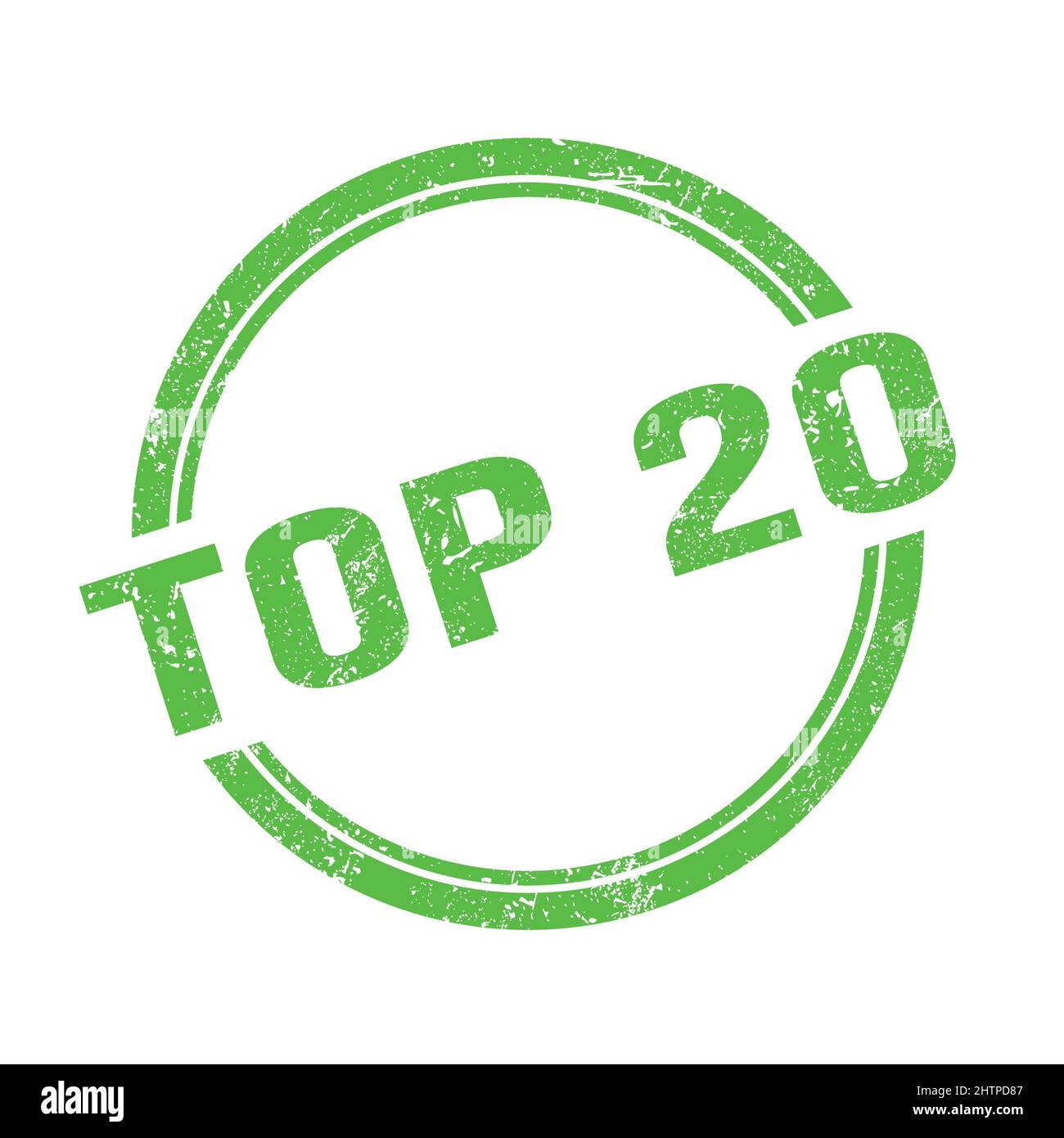 TOP 20 text written on green grungy vintage round stamp Stock Photo - Alamy