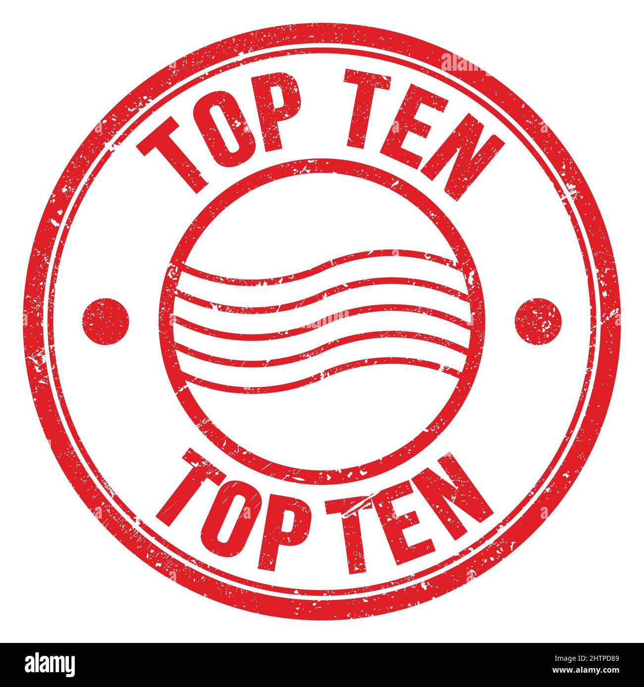 TOP TEN word written on red round postal stamp sign Stock Photo - Alamy