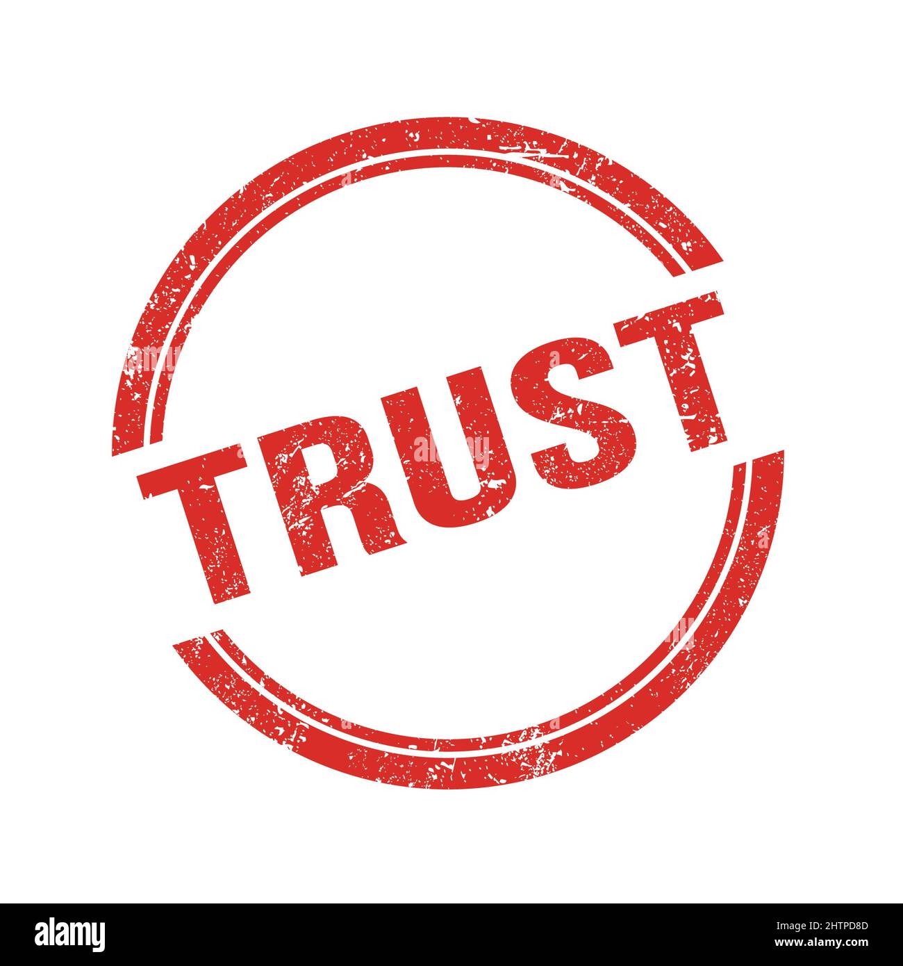 TRUST text written on red grungy vintage round stamp Stock Photo - Alamy