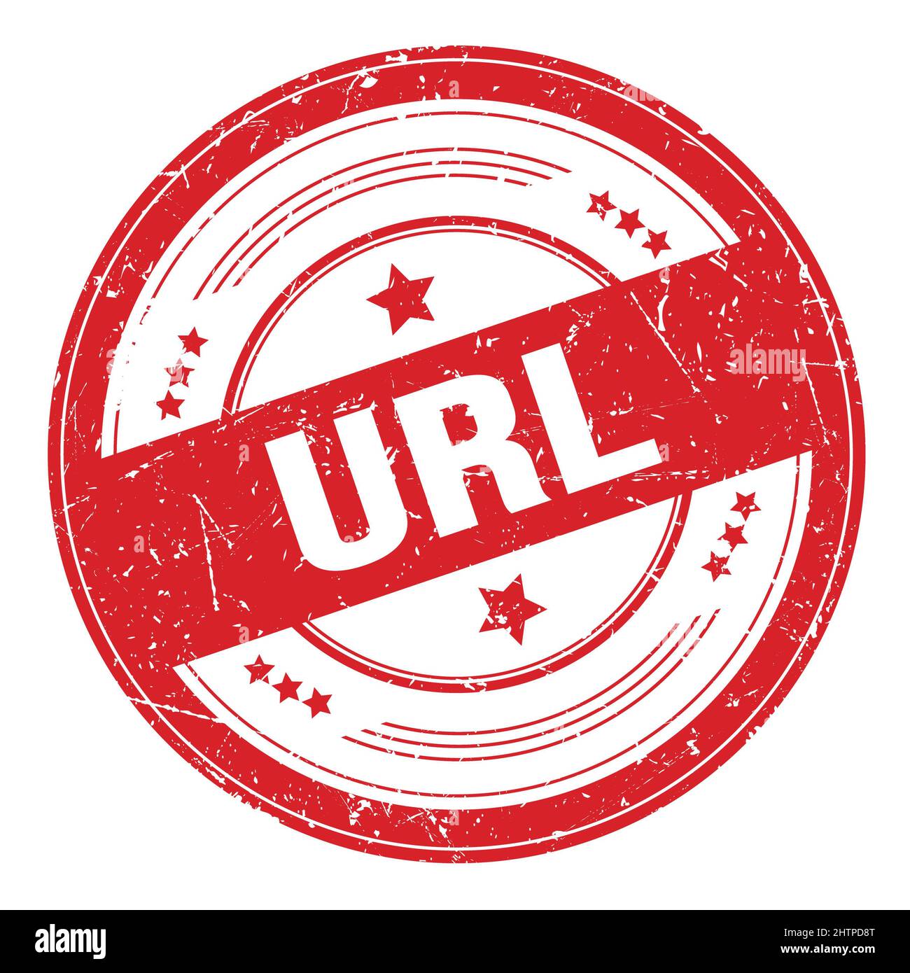 URL text on red round grungy texture stamp Stock Photo - Alamy