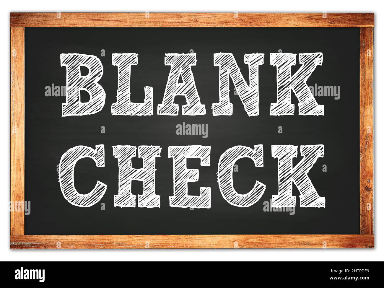 BLANK CHECK written on black wooden frame school blackboard Stock Photo ...