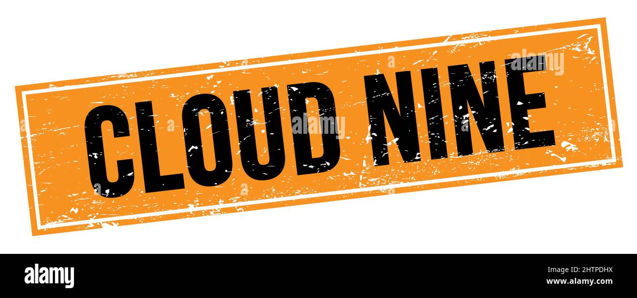 CLOUD NINE text on black orange grungy rectangle stamp sign Stock Photo ...