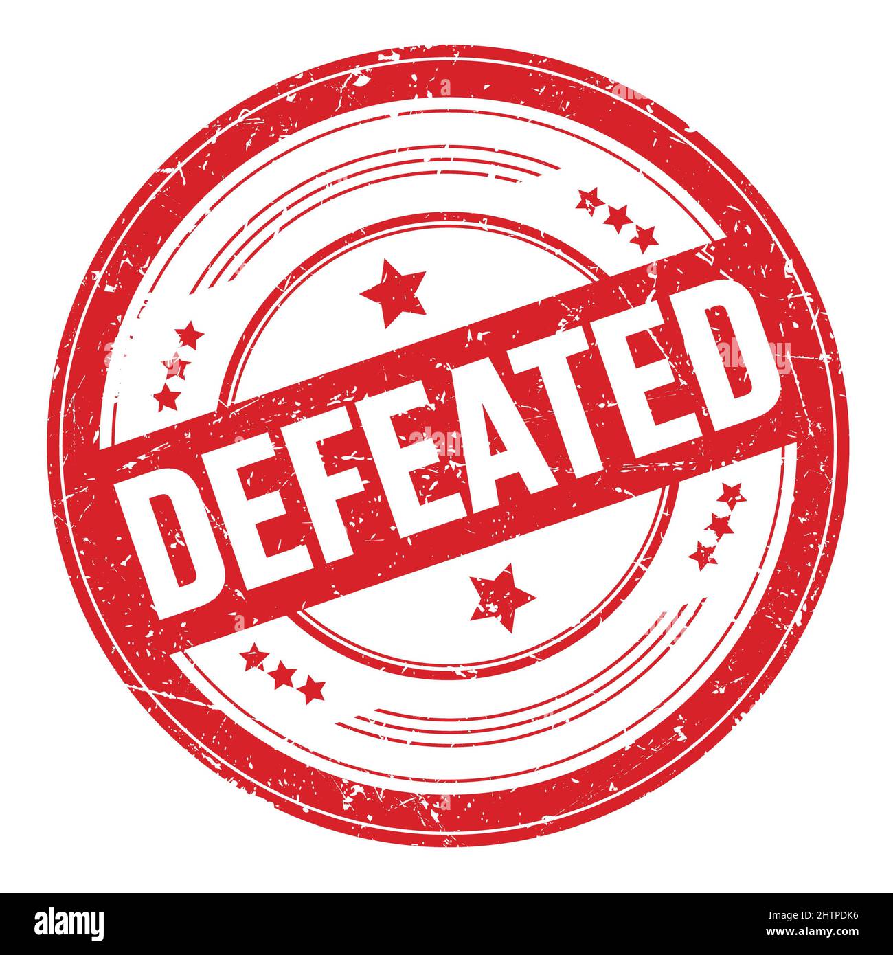 DEFEATED text on red round grungy texture stamp Stock Photo - Alamy