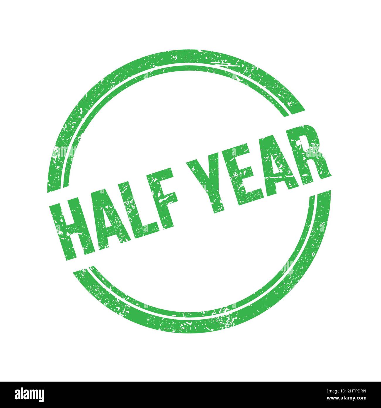 HALF YEAR text written on green grungy vintage round stamp Stock Photo ...