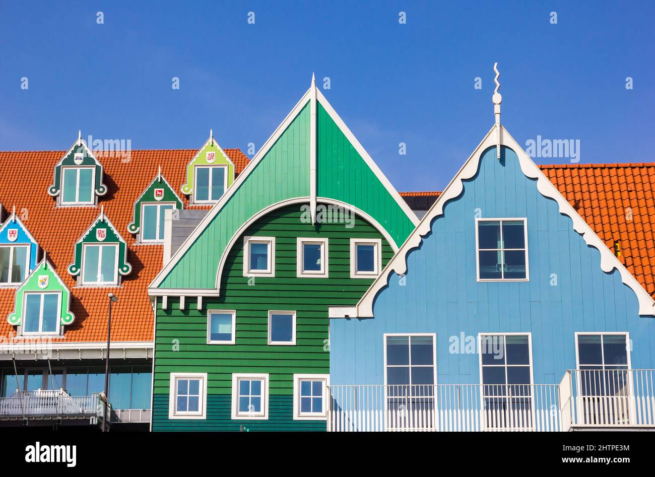 Facades of traditional dutch houses in Zaandam, Netherlands Stock Photo ...