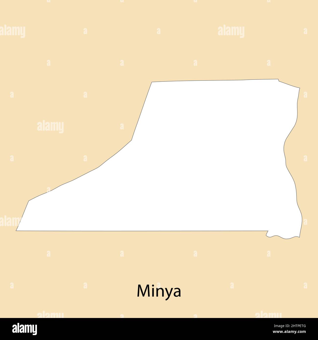 High Quality map of Minya is a region of Egypt, with borders of the ...