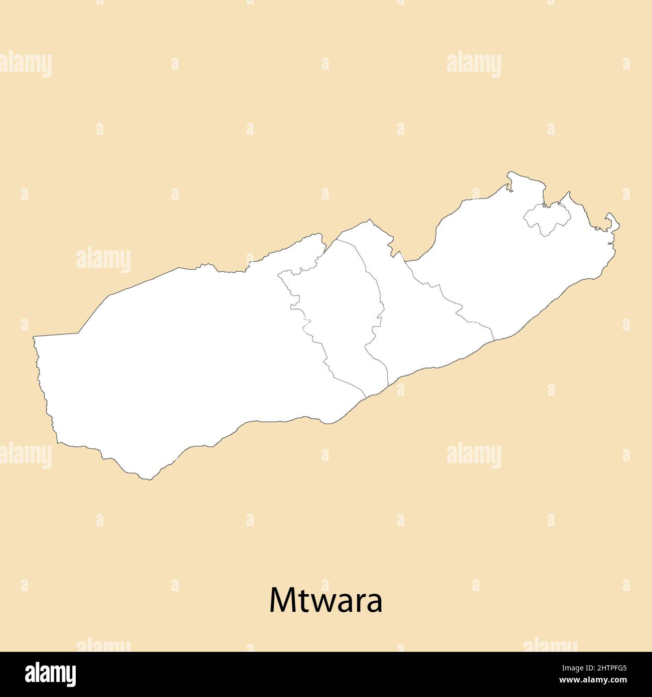 High Quality map of Mtwara is a region of Tanzania, with borders of the ...