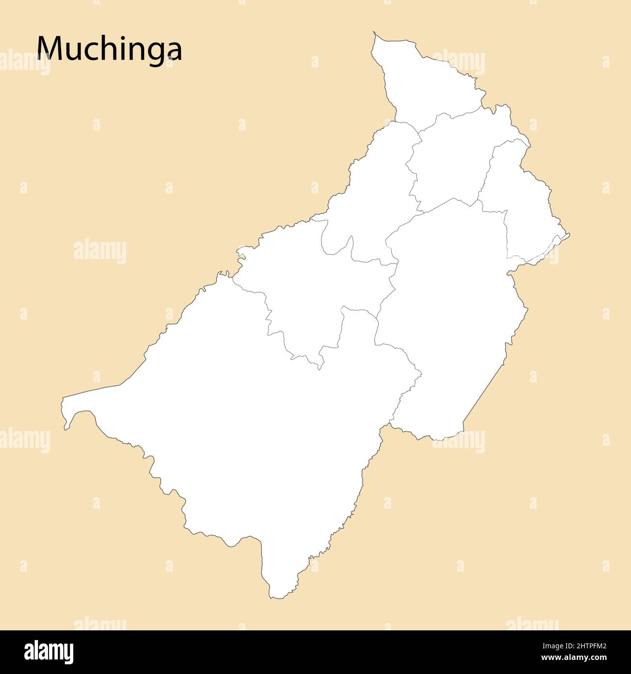 High Quality map of Muchinga is a region of Zambia, with borders of the ...