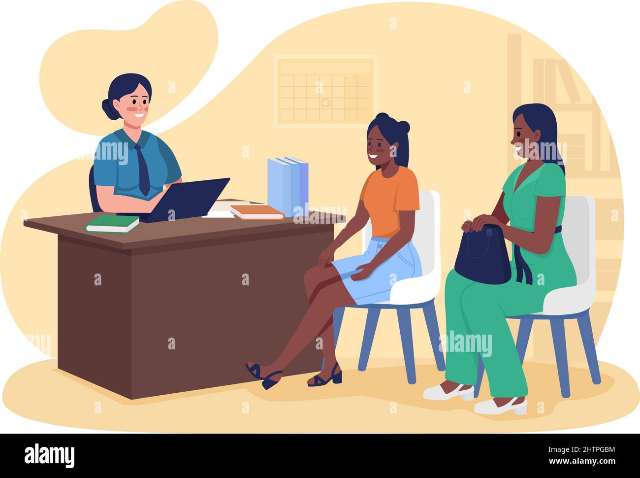 At principal office 2D vector isolated illustration Stock Vector Image ...