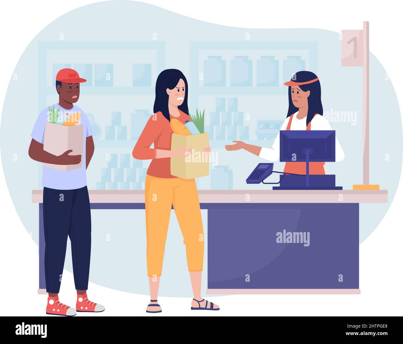 Angry customer 2D vector isolated illustration Stock Vector Image & Art ...