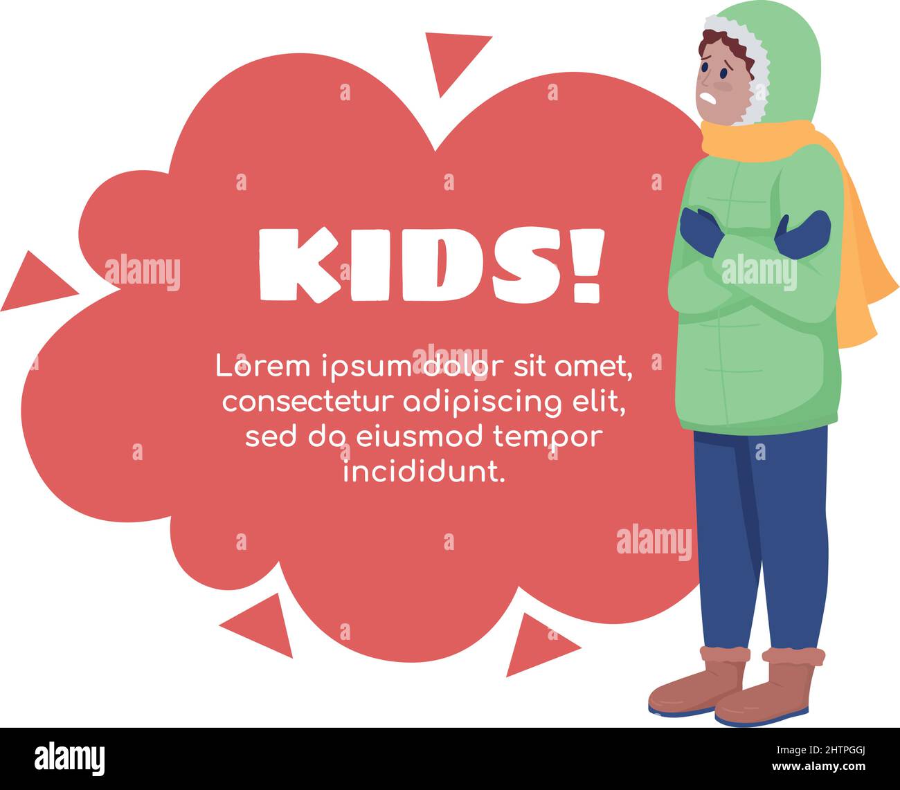 Kid feeling cold quote textbox with flat character Stock Vector Image ...