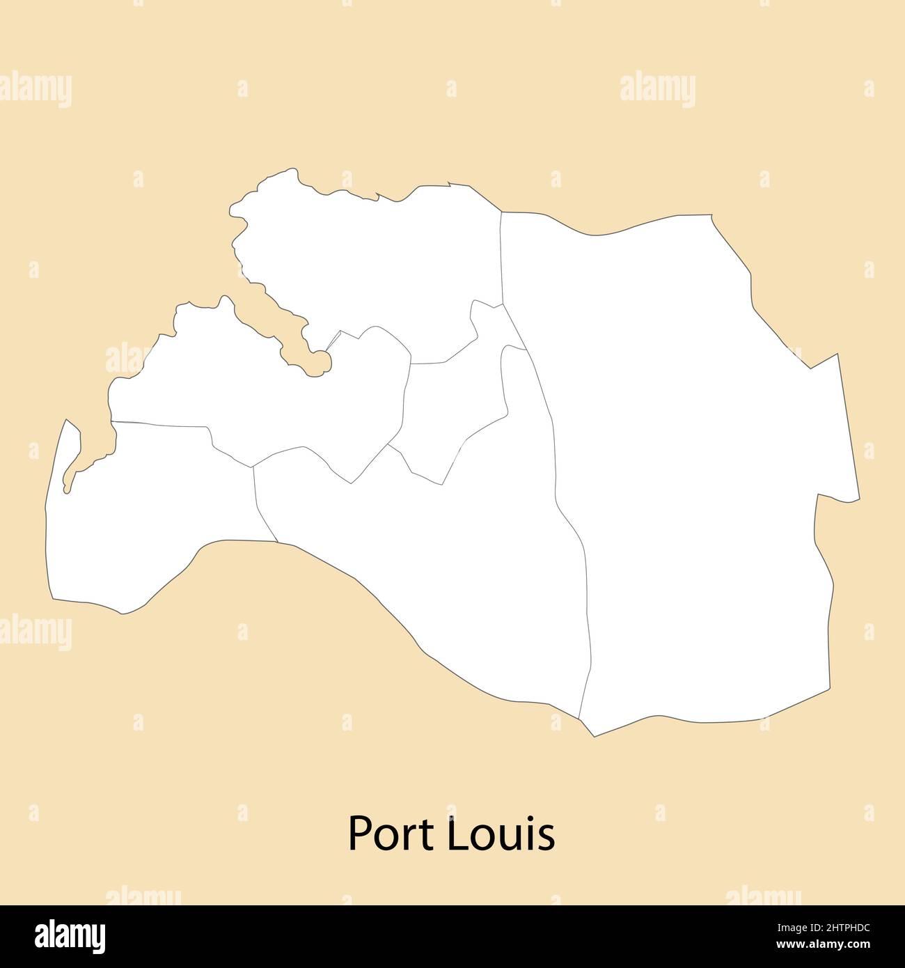 High Quality map of Port Louis is a region of Mauritius, with borders ...