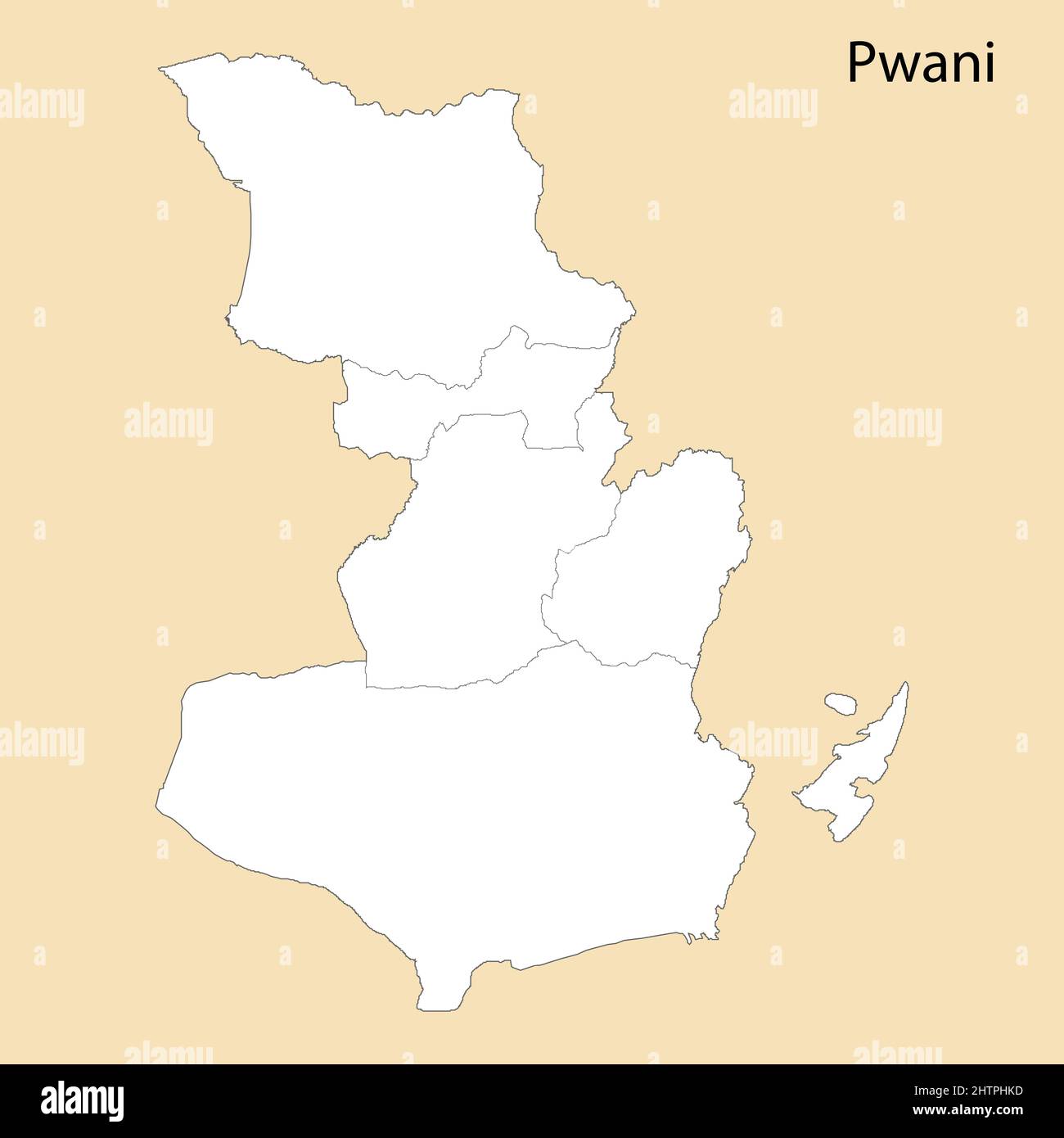 High Quality map of Pwani is a region of Tanzania, with borders of the ...