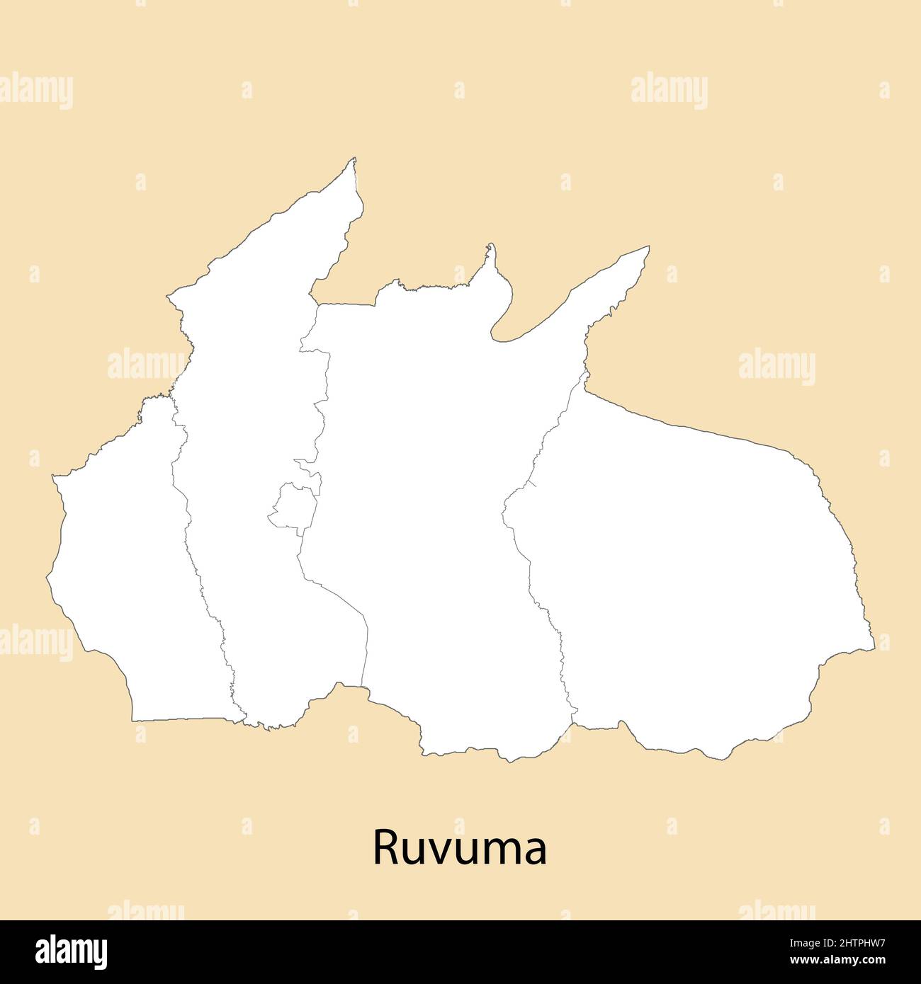 High Quality map of Ruvuma is a region of Tanzania, with borders of the ...
