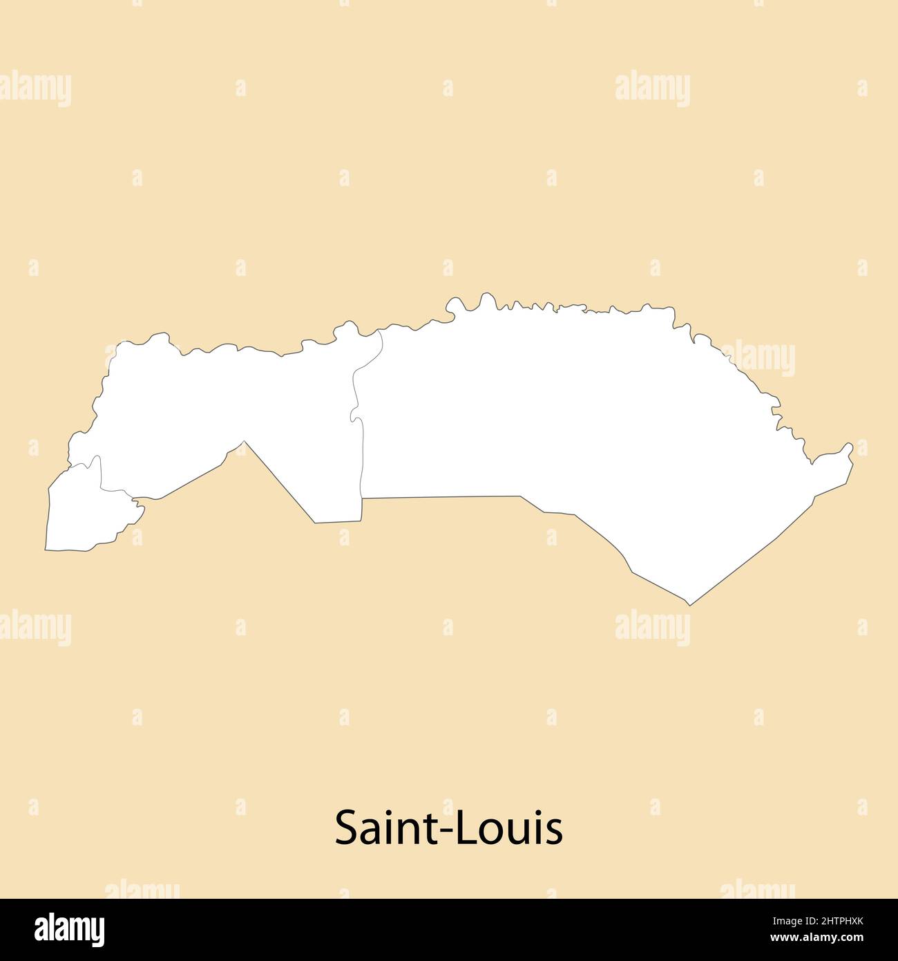 High Quality map of Saint-Louis is a region of Senegal, with borders of ...