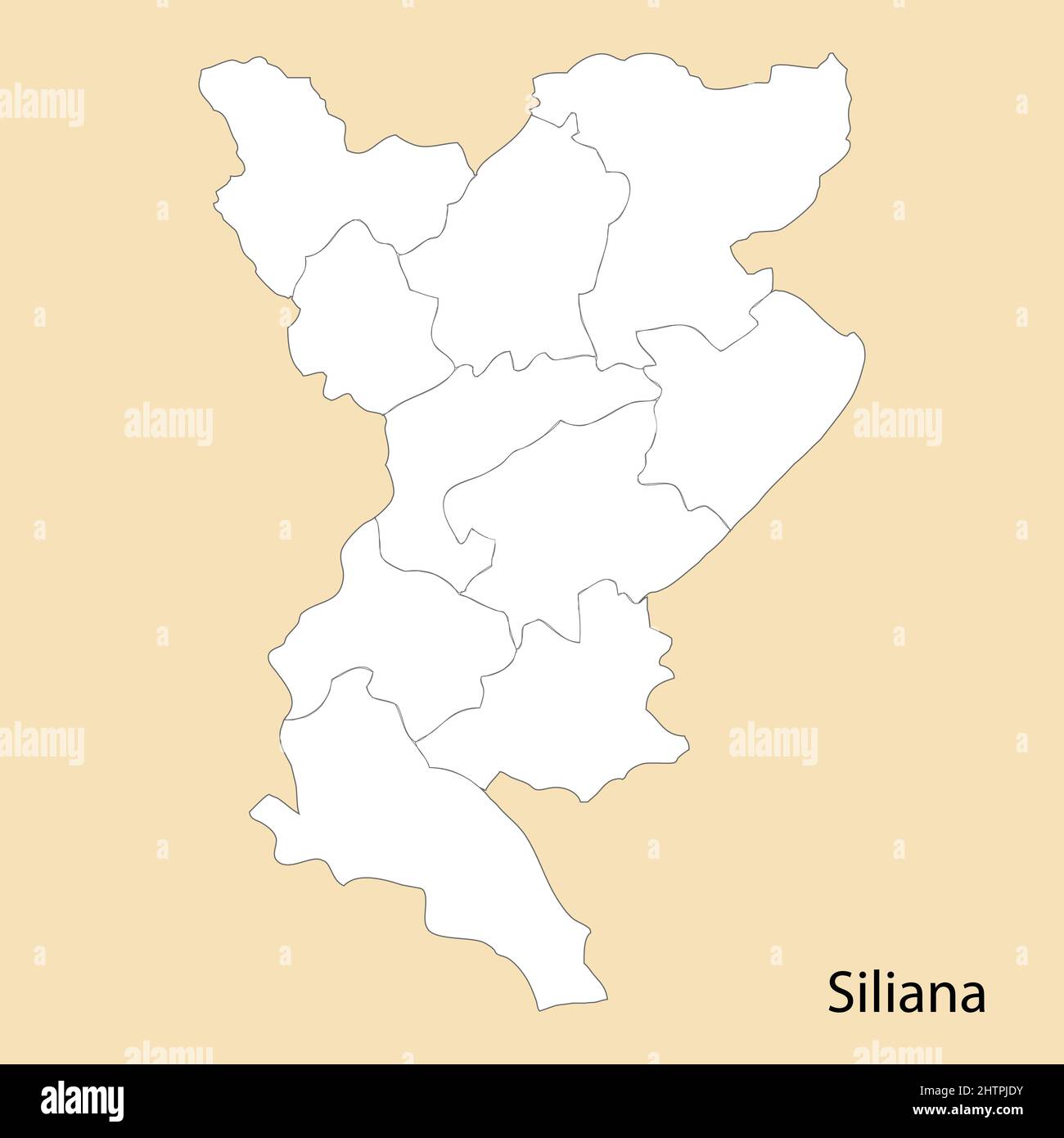 High Quality map of Siliana is a region of Tunisia, with borders of the ...