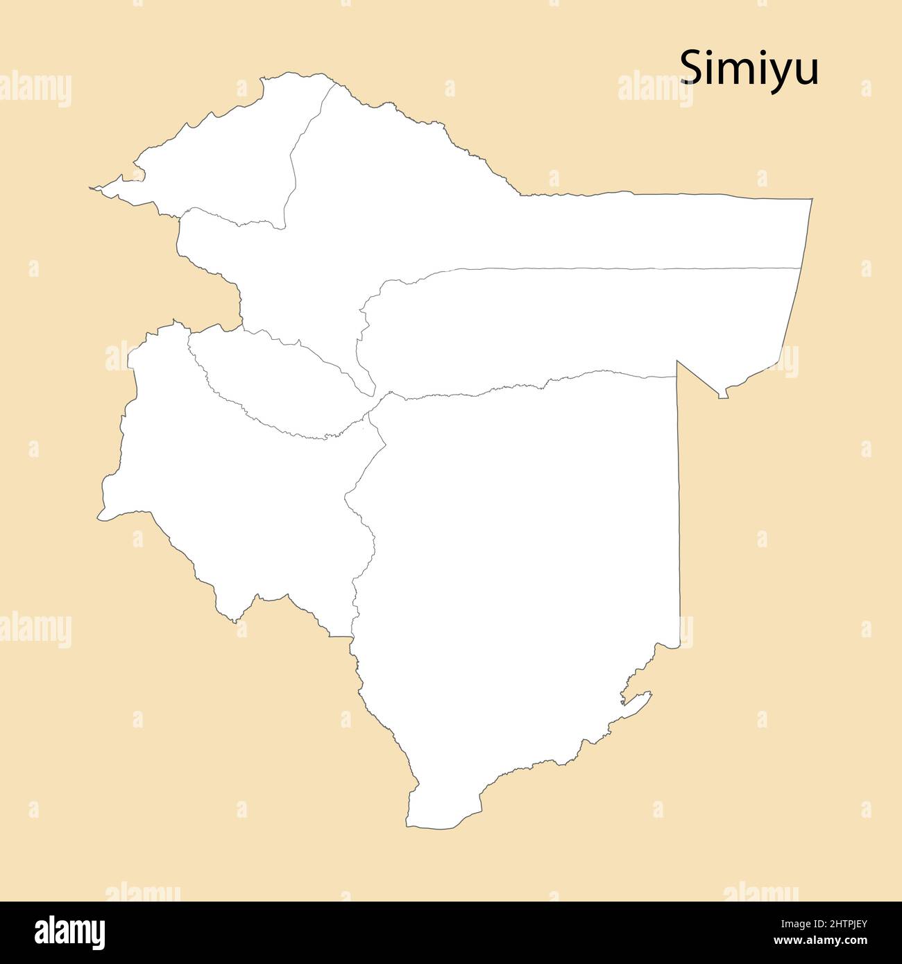 High Quality map of Simiyu is a region of Tanzania, with borders of the ...