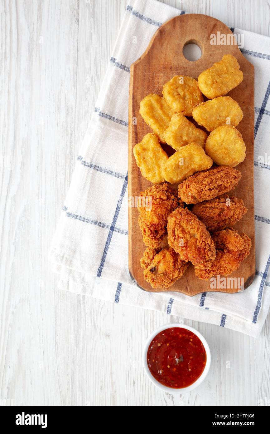 Homemade Crispy Fried Chicken Wings and Nuggets with Sweet and Sour ...