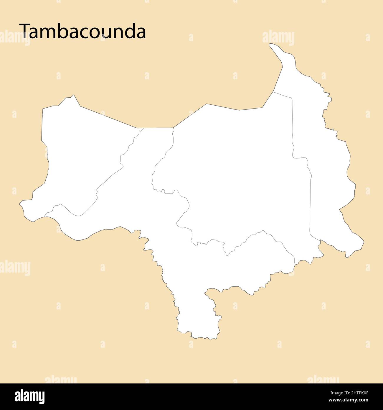 High Quality map of Tambacounda is a region of Senegal, with borders of ...