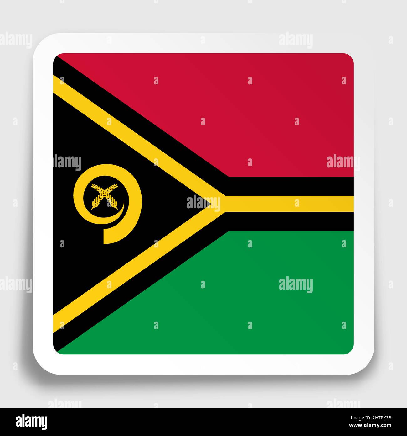 Vanuatu flag icon on paper square sticker with shadow. Button for ...