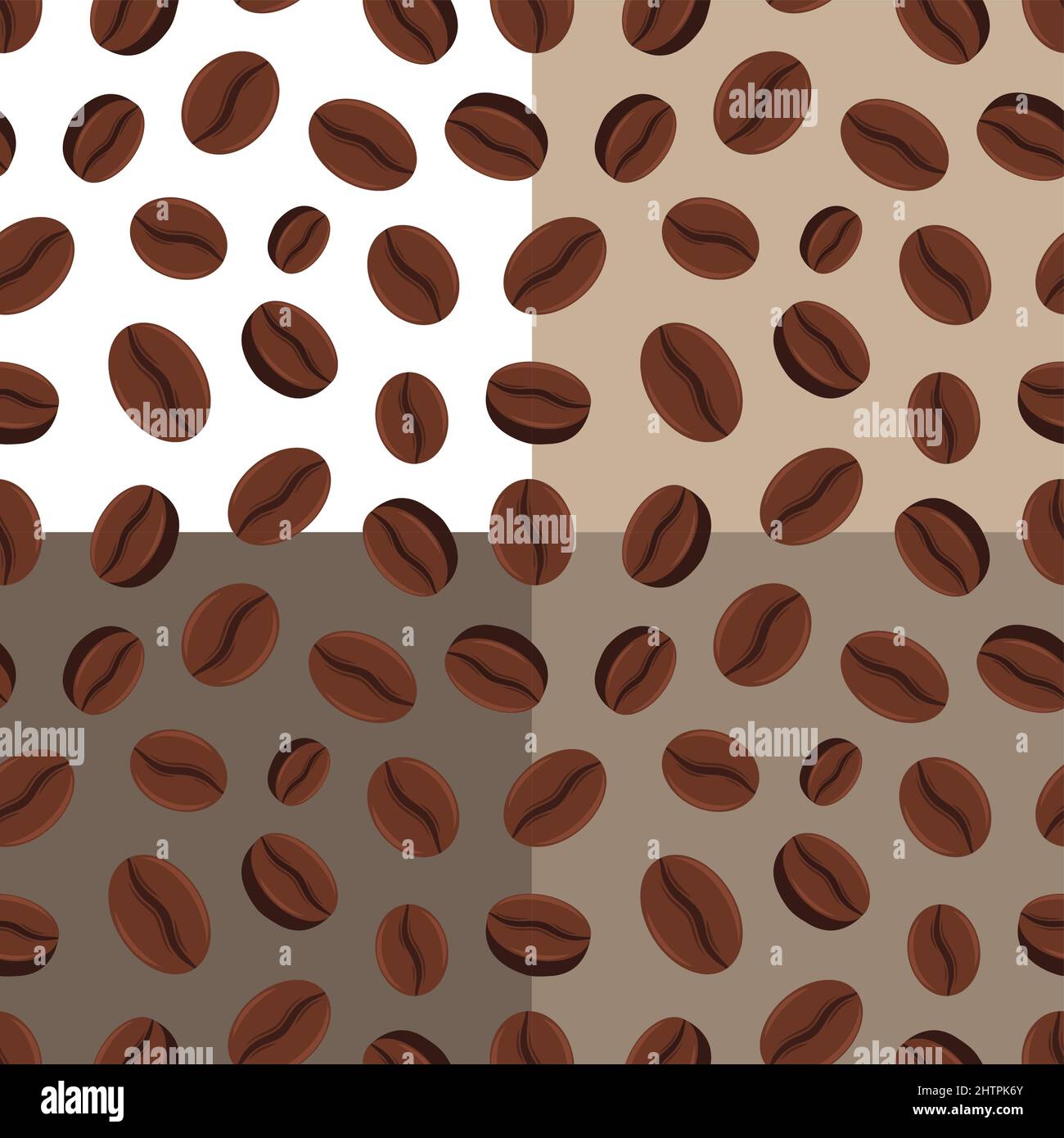 set of seamless patterns with Grain of coffee bean plant. Ornament for ...
