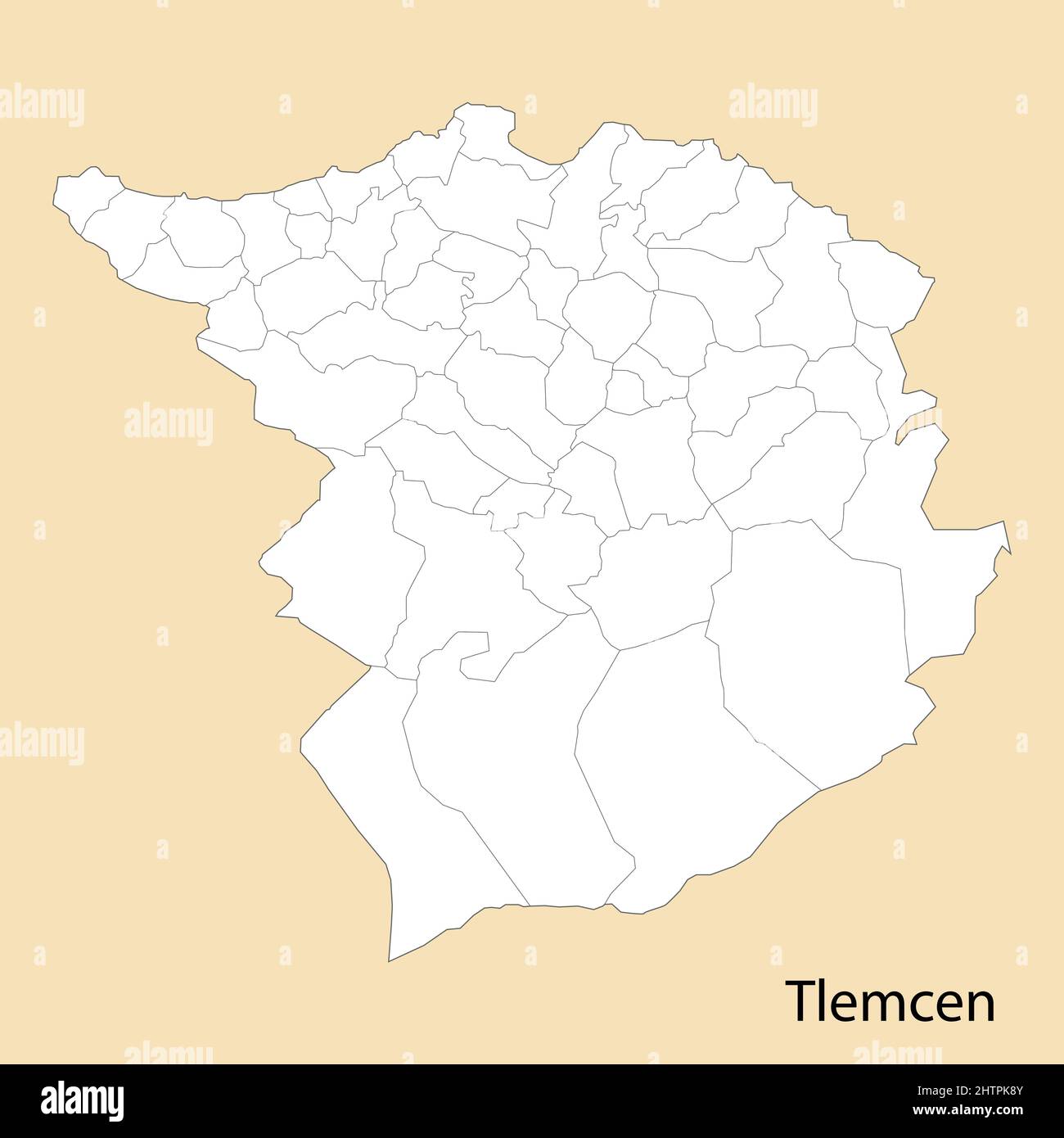 High Quality map of Tlemcen is a province of Algeria, with borders of the districts Stock Vector ...