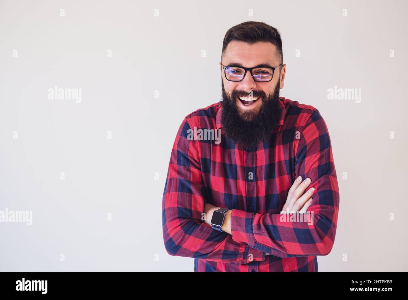 Portrait of happy man who is smiling. Copy space on image for your text ...
