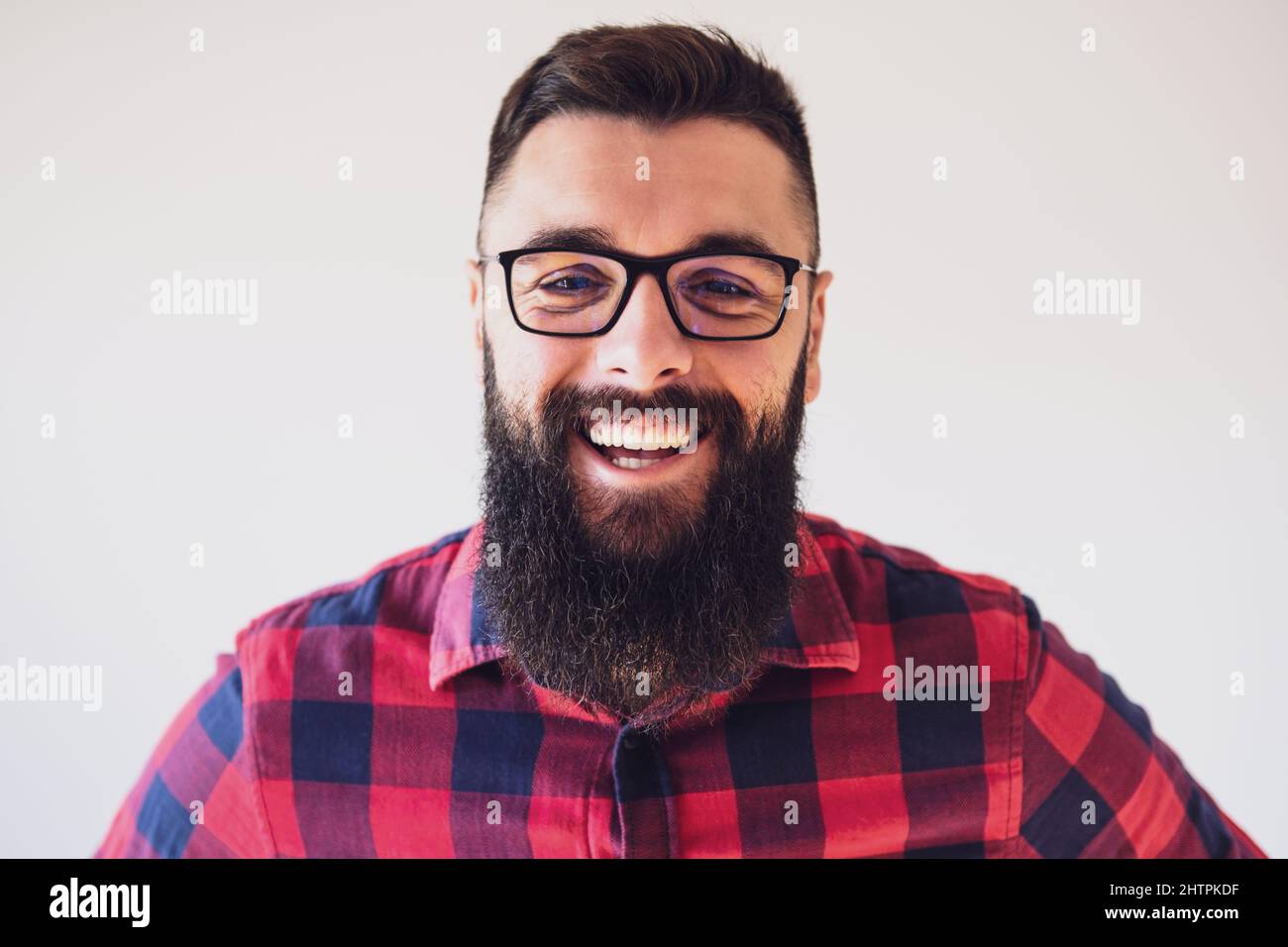 Portrait of happy man who is smiling. Copy space on image for your text ...