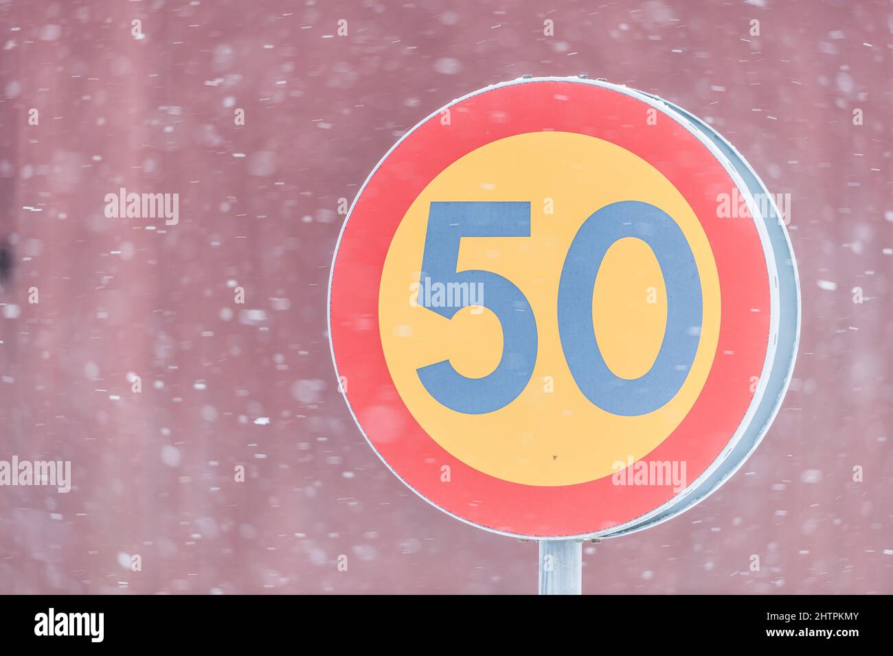 Speed limit 50 kmh traffic sign Stock Photo - Alamy