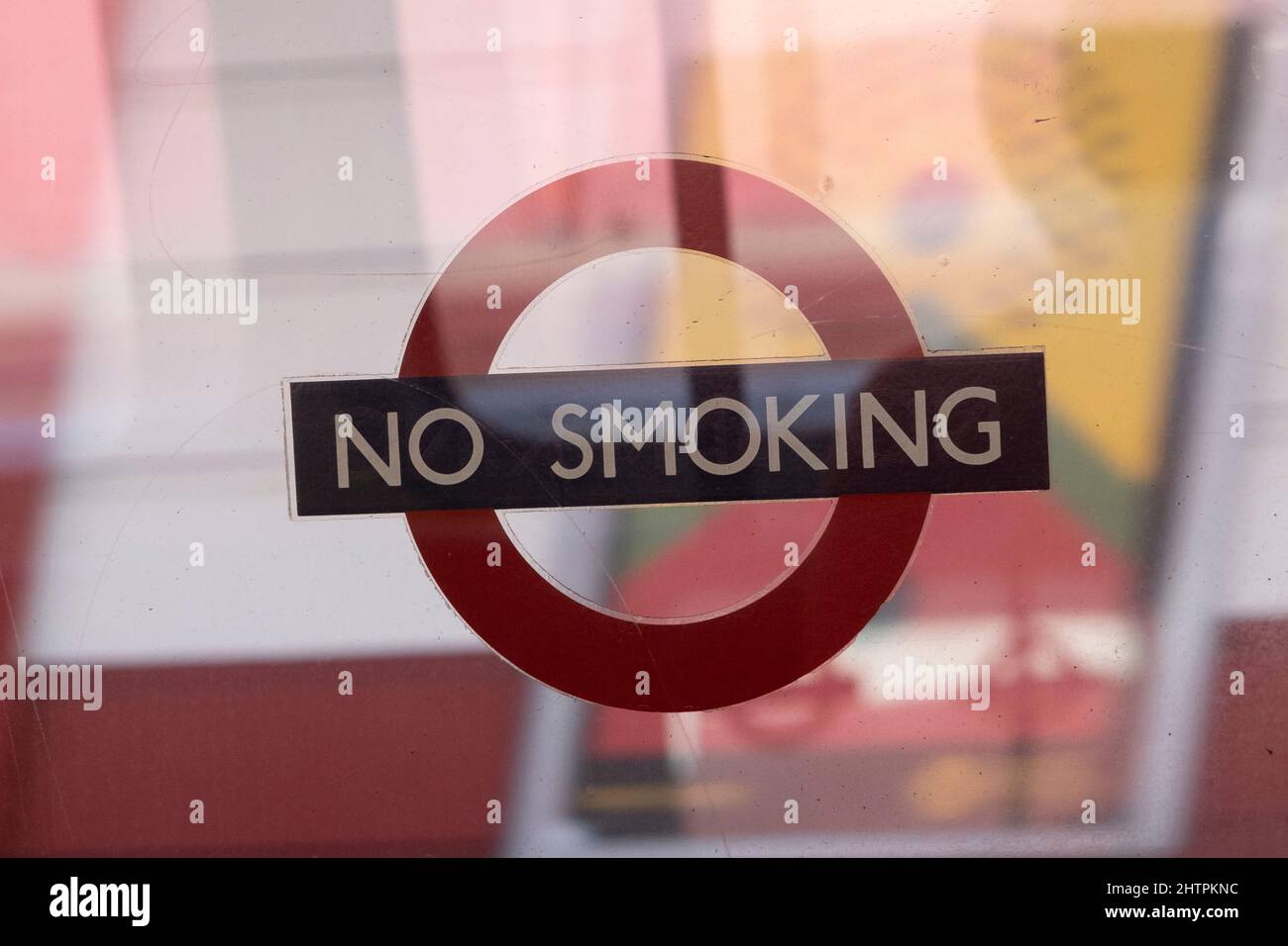 No smoking sign on a Bakerloo Line London underground train on 5th ...