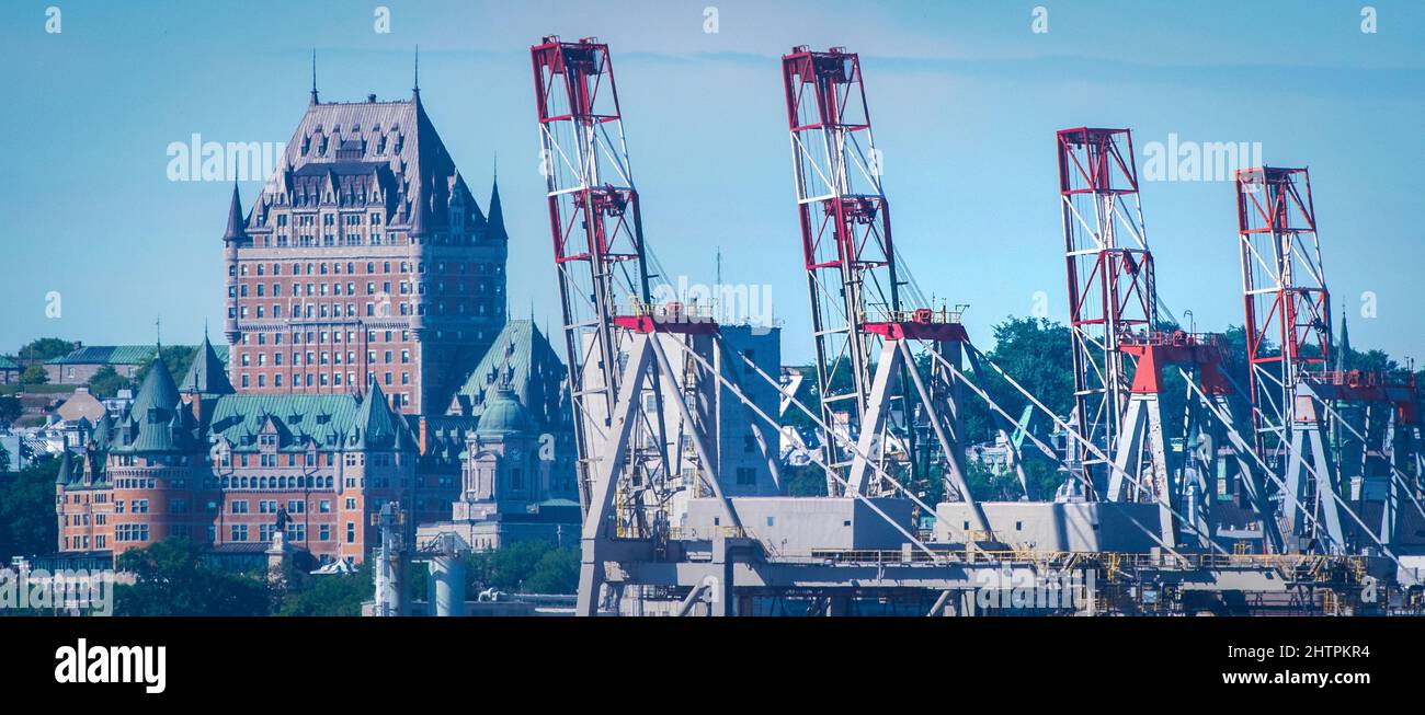 Chateau Frontenac and Port Infrastructure in Quebec City, Canada Stock ...