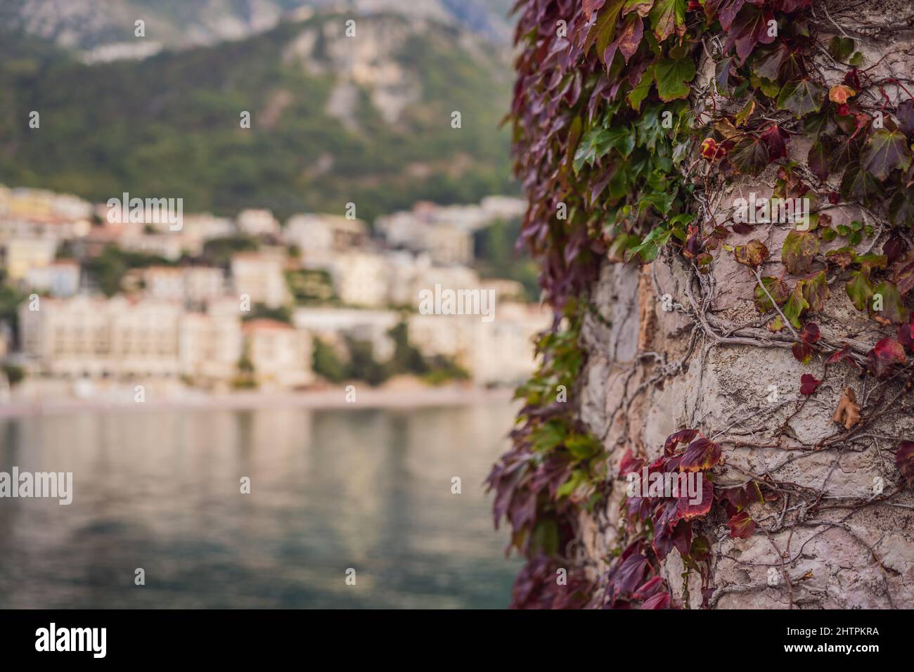 Sveti Stefan beach in sunny summer day, Budva, Montenegro Stock Photo ...