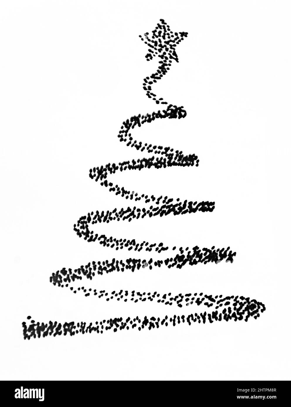 Handdrawn illustration of christmas tree, black ink pen Stock Photo - Alamy