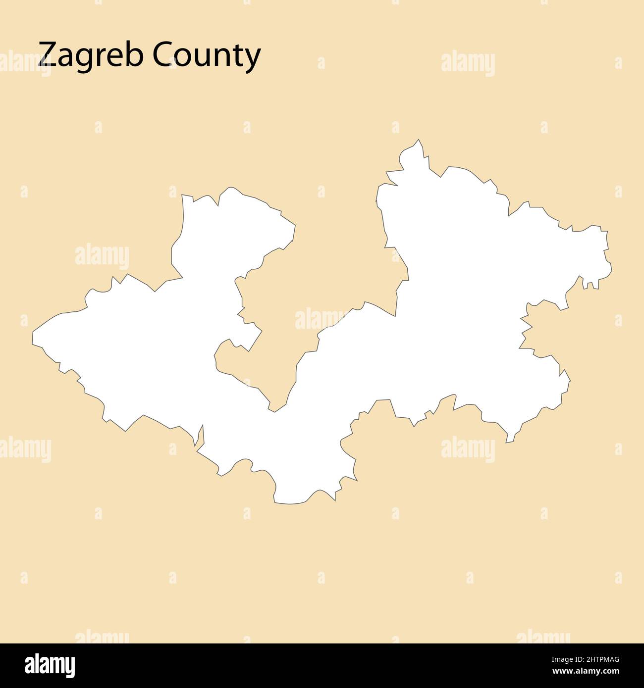 High Quality map of Zagreb County is a region of Croatia, with borders ...