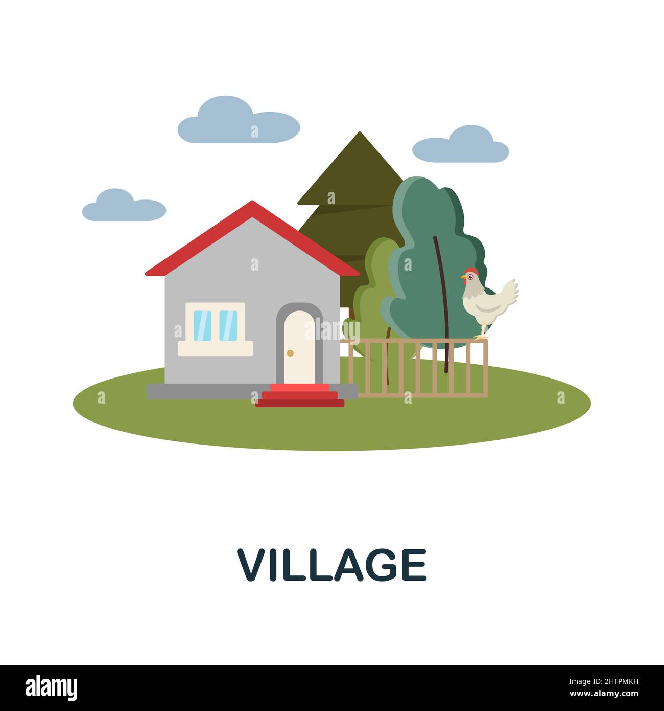Village flat icon. Colored element sign from nature collection. Flat ...