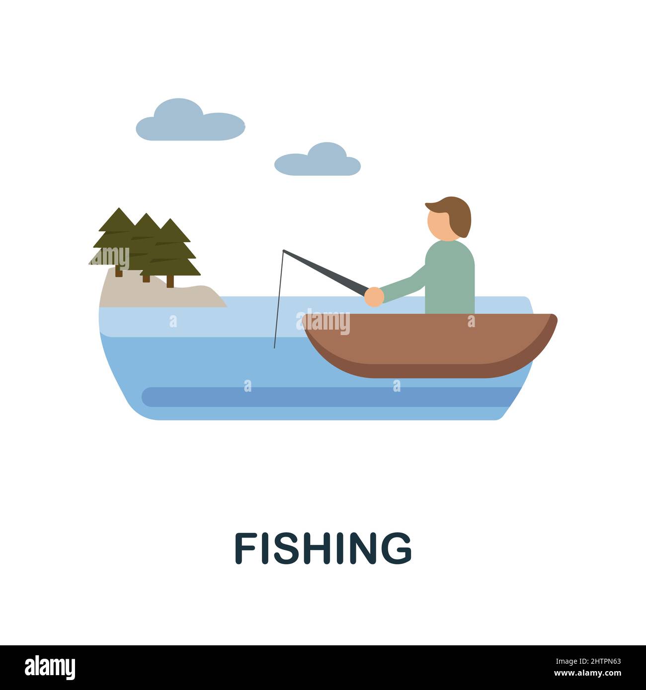 Fishing flat icon. Colored element sign from nature collection. Flat ...