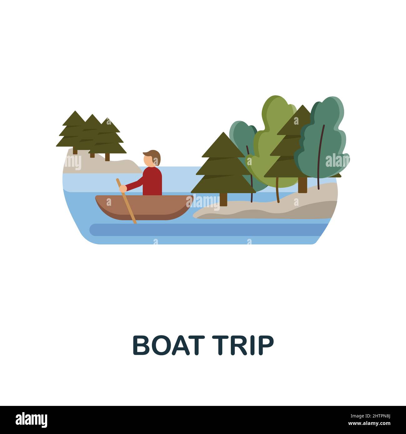 Boat Trip flat icon. Colored element sign from nature collection. Flat ...