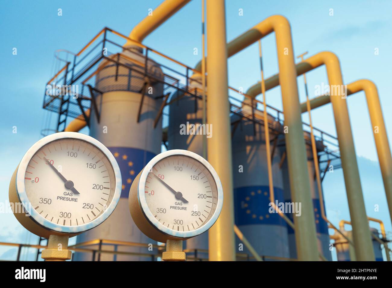 Close up of pressure gauge showing low gas pressure at natural gas ...