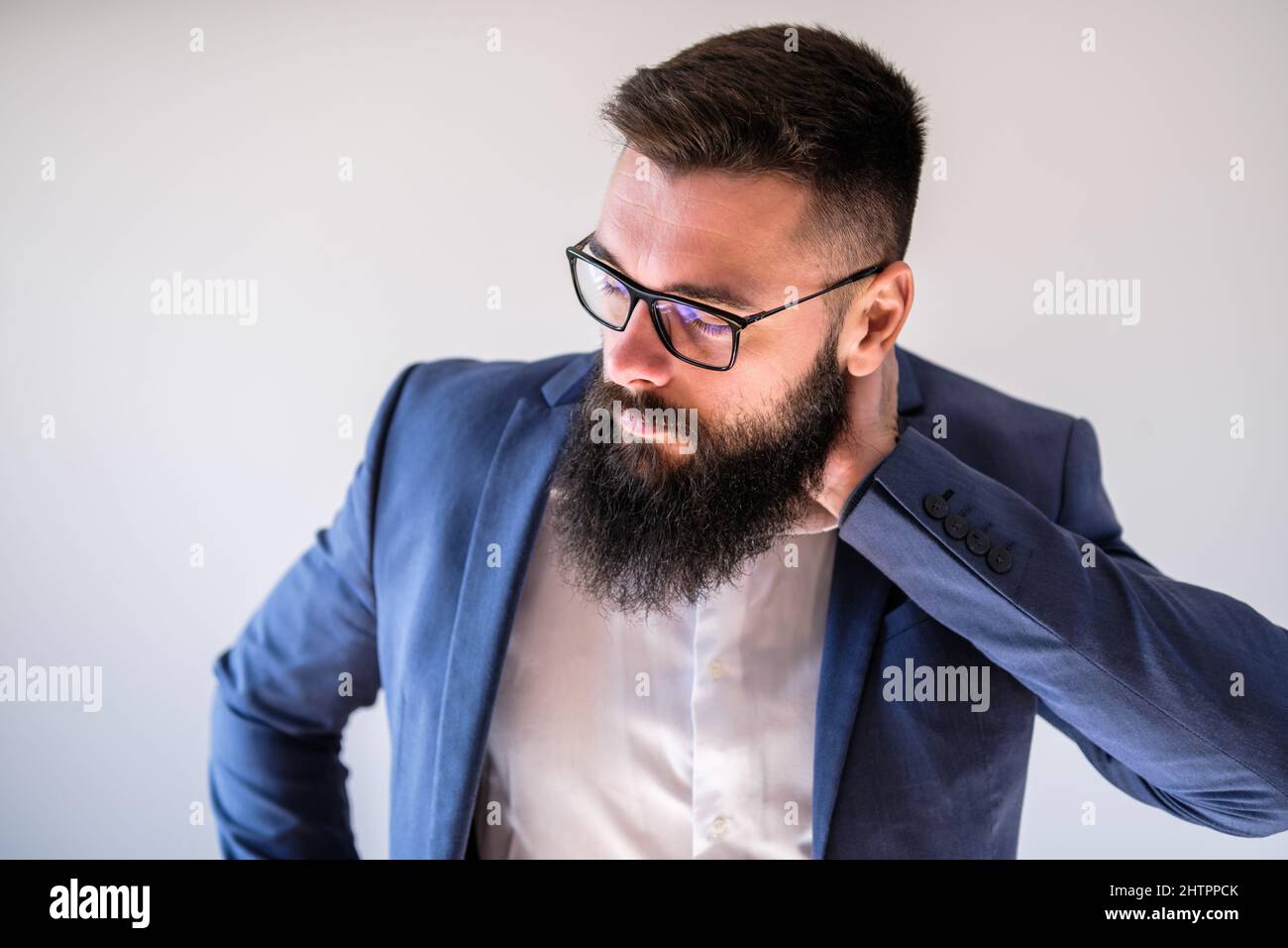 Portrait exhausted young man neck hi-res stock photography and images ...