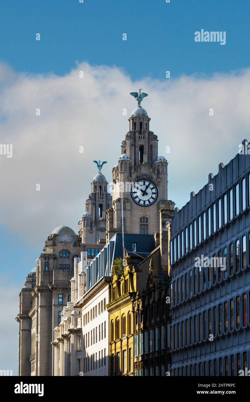 The Royal Liver Building at Pier Head in Liverpool, one of the Three ...