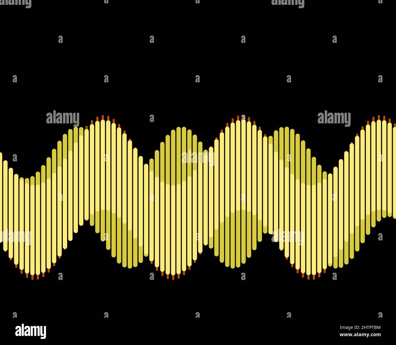 Illustration of yellow waves on a black background Stock Photo - Alamy